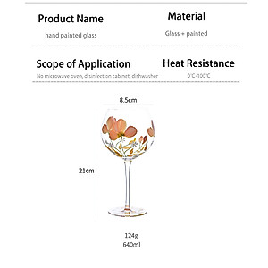 Hand Painted Stained Glass Wine Glasses Red Wine Glasses Set Of 2, Hand Blown High Grade Crystal Glass Wine Glasses Modern Style Painted Stemware For Wedding, Anniversary, Birthday Party orange