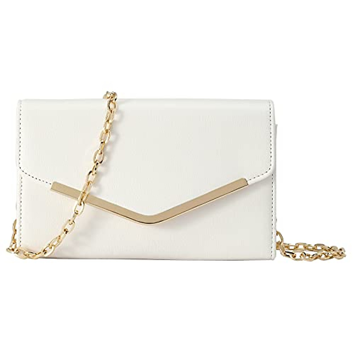 Autumnwell Clutch Purse Evening Bag for Women，White Envelope Handbag With Detachable Chain for Wedding and Party