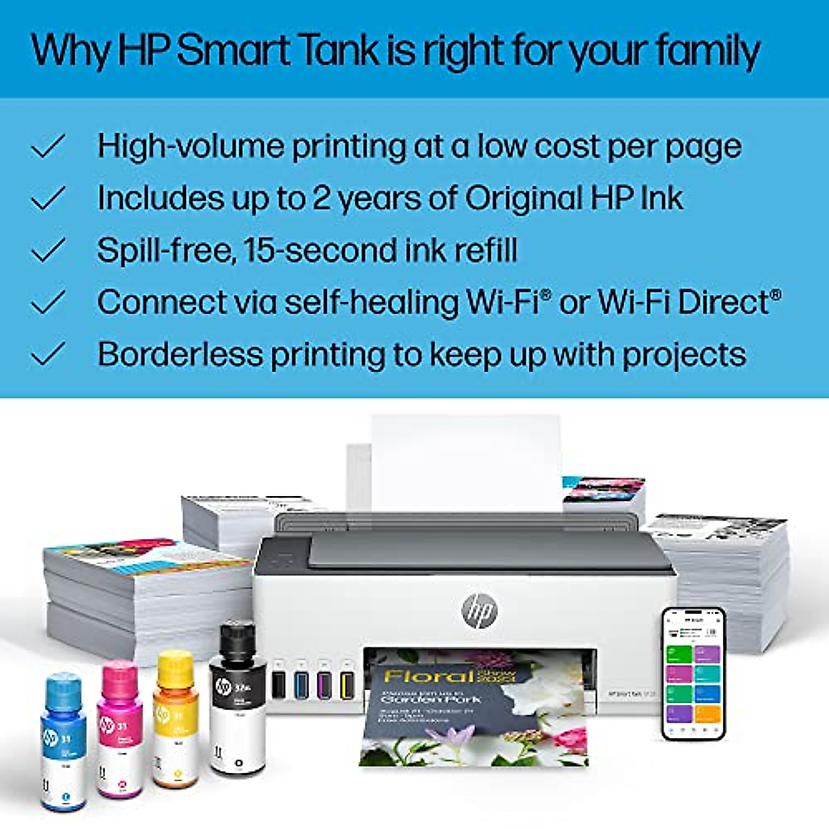 HP Smart-Tank 5101 Wireless All-in-One Ink-Tank Printer with up to 2 Years of Ink Included (1F3Y0A)