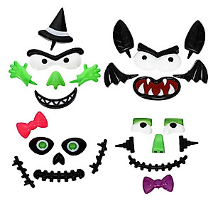 Halloween Plastic Push in Pumpkin Decorating Kits No Carving Kits 2 Sets 8 Packs Halloween Pumpkin Faces Push in