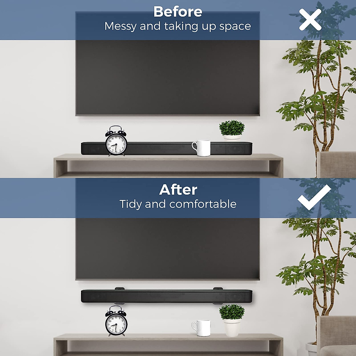 WISDING Universal Soundbar Mount Bracket Floating Wall Shelf for Samsung,JBL,Sony, LG,Bose,Roku,Polk Audio,Vizio,Roku,Onn & Other Brands Soundbar Mount Bracket, Sound Bar Wall Mount Shelf Under TV