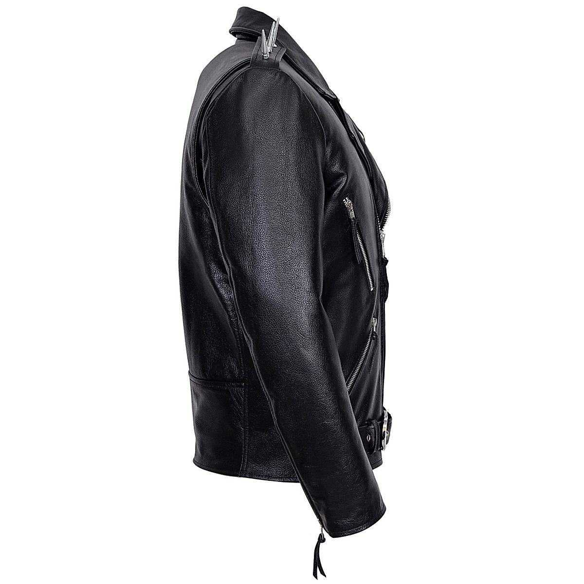 Black Metal Spikes Brando Jacket Men Motorcycle Cowhide Leather Jacket Genuine Leather Jacket