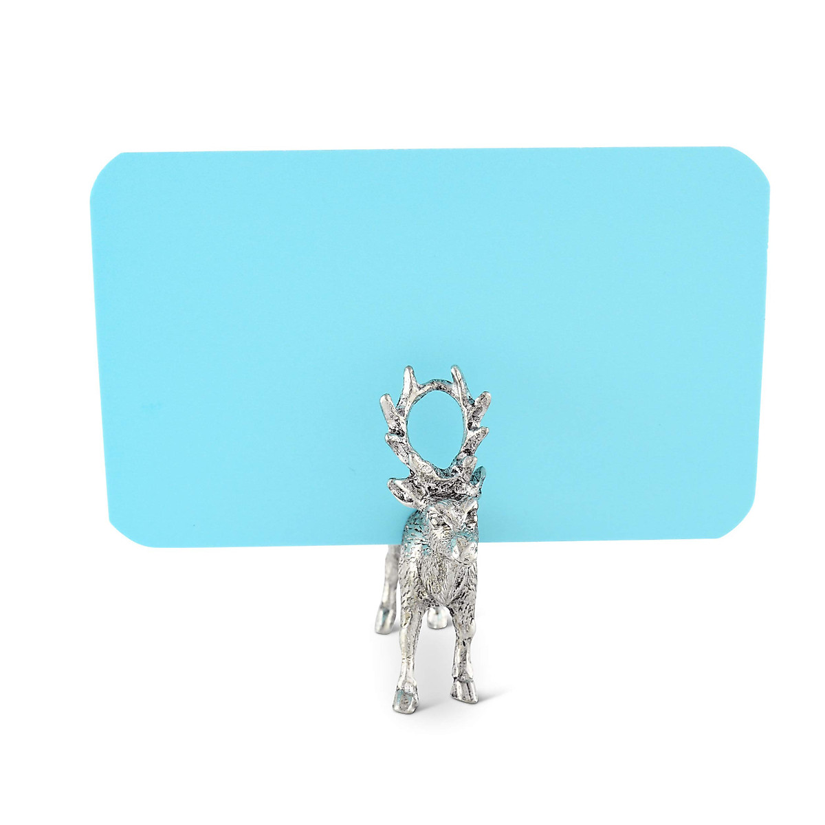 Vagabond House Pewter Metal Deer Place Card Holder/Cheese Markers Artisan Designer Handcrafted for Cabin Lodge Mountain Decor 1.5 inch Tall