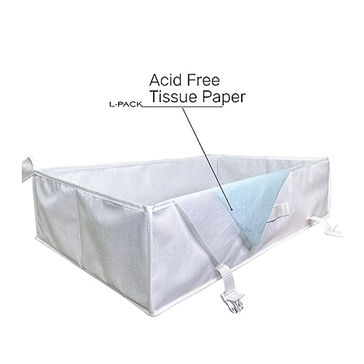 LPack Wedding Dress Storage Box - Bridal Gown Storage Bin and Preservation Box - Underbed Storage Bag Container For Clothes With Acid Free Tissue Paper (Small, White)