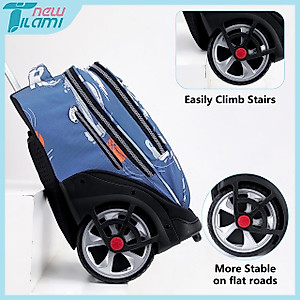 NEW TILAMI Rolling Backpack 19 inch Teens Rolling Backpack Cute Wheeled Computer Laptop Backpack Bookbag Roller Travel Bag College, Street Basketball