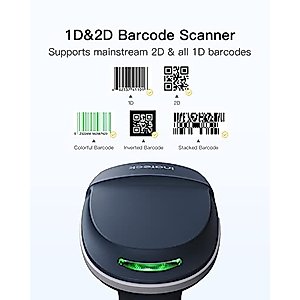 Inateck QR Code Scanner, 2D Wireless Barcode Scanner, 3 in 1 Barcode Reader, Screen Scanning, BCST-55