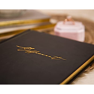 MUUJEE Wedding Officiant Book - Black Gold Embossed Hardcover Journal Notebook Pastor Sermon Notes Officiant Gift - Wedding Gift Ideas (Design 1)