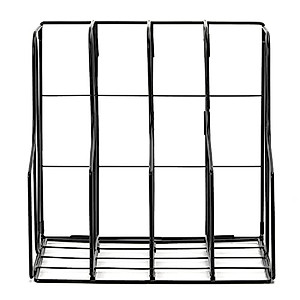 EasyPAG Desk Organizers Metal Desktop Magazine File Holder with 4 Vertical Compartments Rack File Organizer for Office Workspace,Black