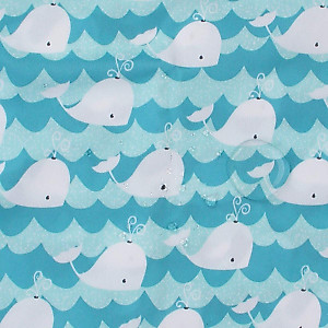 MyKazoe Waterproof Wet Bag Two Zippered Pockets & Multipurpose Drawstring Bag (Blue Whales)