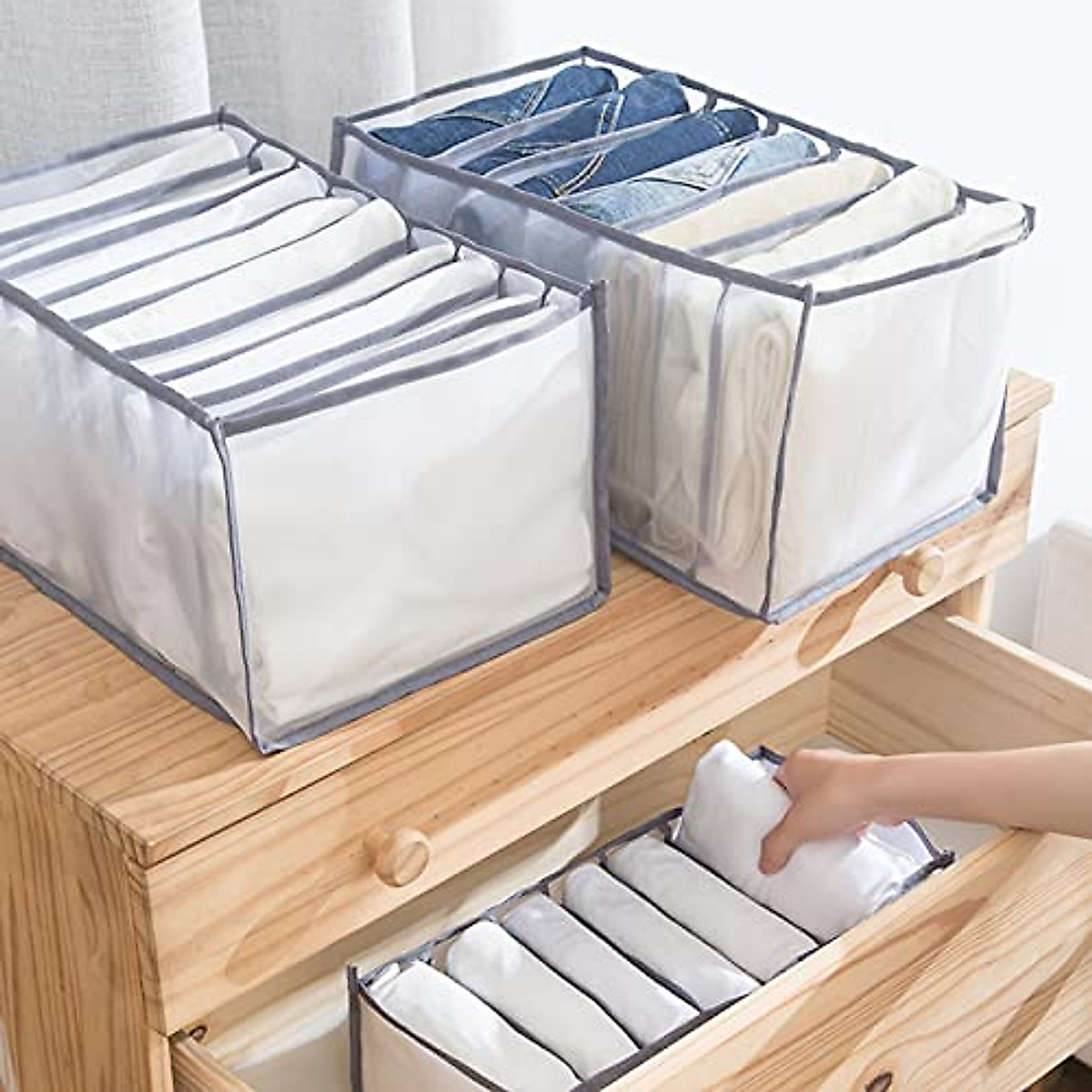 Wardrobe Clothes Organizer 2PCS Drawer Organizers Clothes Washable Wardrobe Clothes Organizer Foldable Drawer Compartment Storage