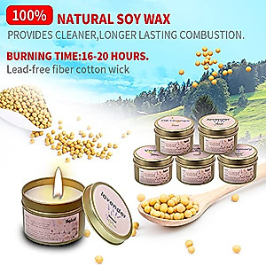 Baleid Flower Scented Candles Gift Set of 6 Pack Bulk, Natural Soy Wax 2.9 OZ Jar Portable Travel Small Tin for Men Women 7% Pure Grade Fragrance Essential Oils Stress Relief Aromatherapy Home Yoga