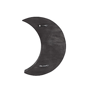TREETDOBV Wall Mounted Moon Shelf Decor, Wall Hanging Wooden Floating Shelves, Rustic Black Moon Shelf Solid Wood Moon Shaped Storage Rack for Home Office Bedroom Living Room Decor(L)