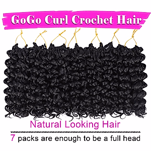 7 Packs GoGo Curl Crochet Hair 10 Inch Short Curly Crochet Hair for Women Water Wave Beach Curl Deep Twist Crochet Braids Synthetic Braiding Hair Extensions(10 Inch, 1B)