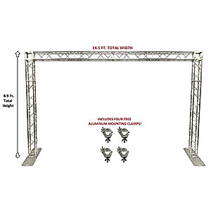14.5 Ft. Width Square Aluminum Truss Goal Post System For DJ Lights Speakers PA Bolted Trusses That Assemble FAST + Four FREE O Clamps!