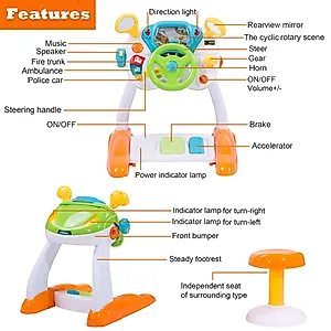 COLOR TREE Kids Toy Steering Wheel Pretend Play Ride on Car - Toddlers Simulate Driving Toys with Lights and Sounds - for Boys and Girls
