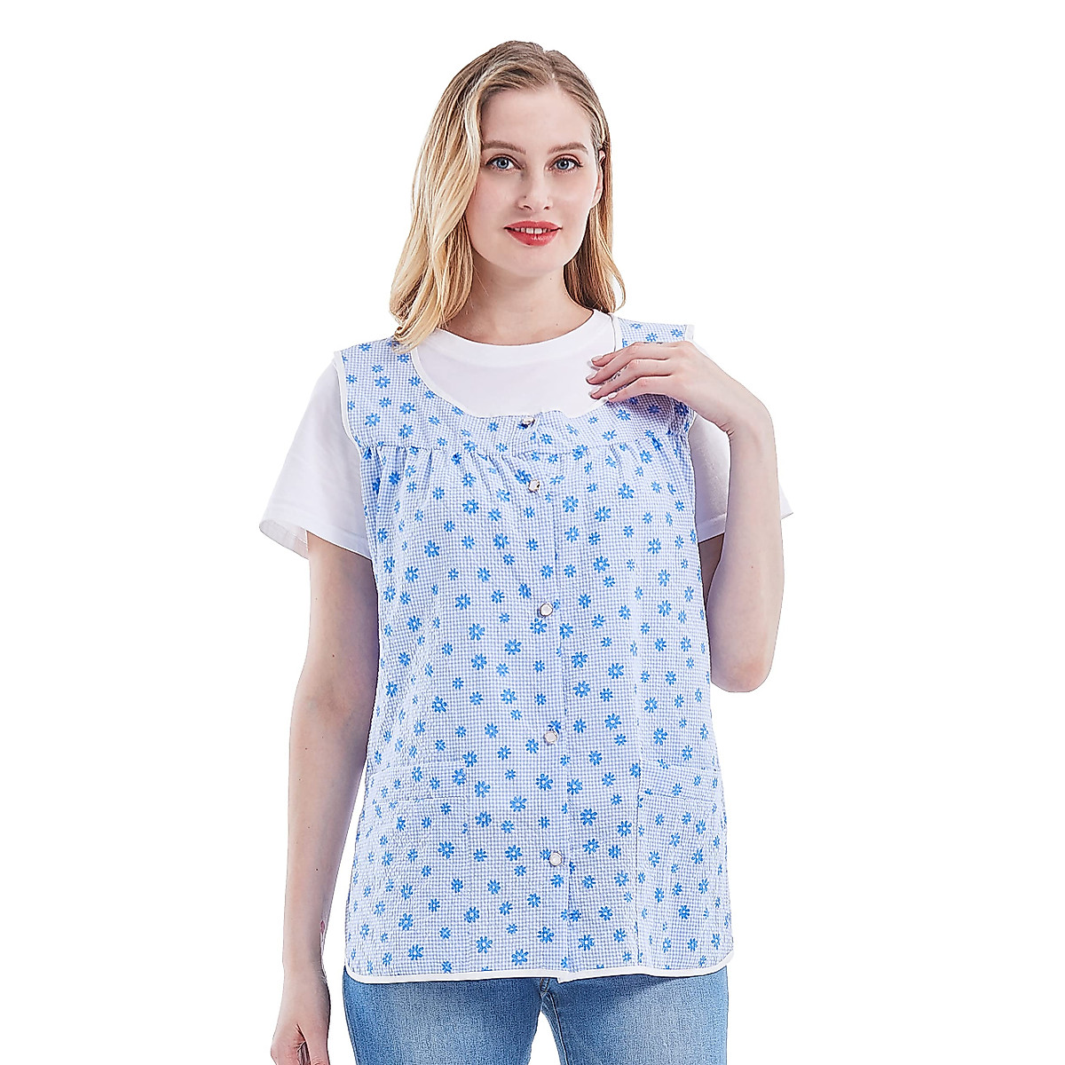 Nanxson Women Cobbler Apron with 2 Patch Pockets,Smock with Buttons for Work Chef kitchen CF3152