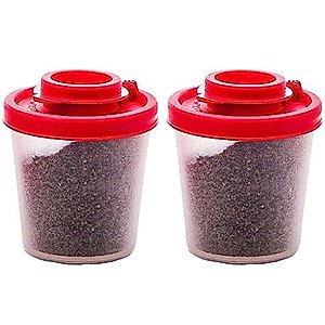 2 Pack Salt and Pepper Shakers Set Moisture Proof 4.35oz Plastic Salt Shaker With Lid for Camping Outdoors Kitchen Lunch 2 Pack Salt and Pepper Shakers (medium, 2 pack) (RED, 2 Pack - medium)