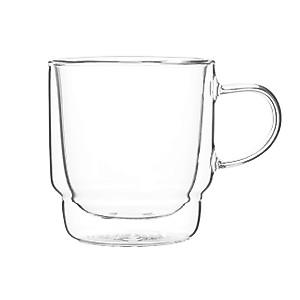 160ML4 Glass double wall cup with handle, Stackable cups, 4pcs/Gift box as one set