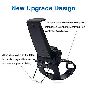 BRHE Phone Clip for PS4 Controller Mobile Gaming Mount Bracket Holder Adjustable Stand Clamp Compatible with iPhone/iOS, Android, for Playstation4 Remote Play (Black)