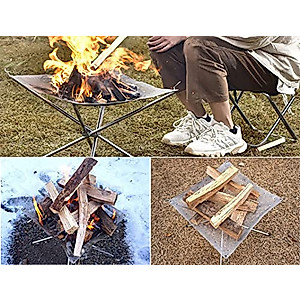 22" Portable Outdoor Fire Pit Collapsible Stainless Steel Mesh Fire Pit Collapsible Fireplace Portable Outdoor Fire Burning Table Camping Fire Grill Stainless Steel Campfire Grill Outdoor Wood Burning