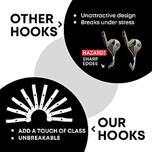 Toughook Heavy Duty Hooks for Hanging Coats, Jackets, Briefcases, Keys, Purse, Robe - Unbreakable Wall Mounted Coat Hook Holds Up to 50 Pounds - Perfect for Home, Office, Bathroom | White, 10 - Pack