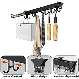 RAJYQODIS Broom And Mop Organizer/storage, Multifunctional Pull Out Broom Holder With Double Row Sliding Hook, Expandable Broom Hanger Suitable For Various Scenarios (Size : 51cm/20.0inch)