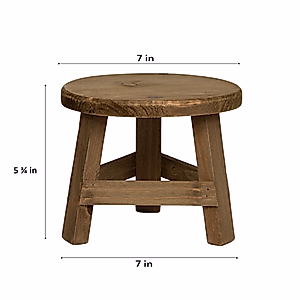 RUSTIX Mini Wooden Stool Rustic Decorative Tiny Stool Ideal Accent Stool for Small trinkets, Plants and Decor - 7" W x 5.75" H