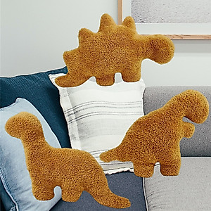 ULTHOOL 3PCS Dino Nugget Set Stegosaurus Brontosaurus Tyran rex Plush Toys, Dino Chicken Nugget Plushies Pillow, Creative Dinosaur Stuffed Animal Doll for Boys and Girls Birthdays Gift