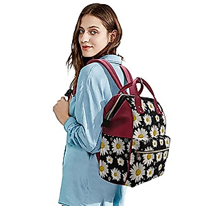 White Daisies Diaper Bag Backpack Large Capacity Mommy Bags Multifunction Nappy Bag Travel Back Pack Red-Style