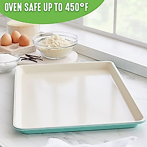 GreenLife Bakeware Healthy Ceramic Nonstick 18.5" x 13.5" Half Cookie Sheet Baking Pan, PFAS-Free, Turquoise
