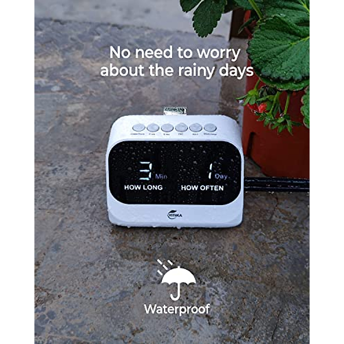 Automatic Watering System for Potted Plants, Plant Waterer, DIY Drip Irrigation Kit with Smart Timer, Waterproof LED Display & Large Capacity Battery, Precise Distribution of Water, White