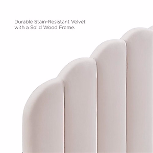 Modway Veronique Twin Modern Performance Velvet Headboard in Pink