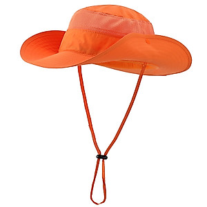 Connectyle Outdoor Mesh Sun Hat Wide Brim Sun Protection Hat Summer Fishing Hunting Hiking Gardenig Hat Orange