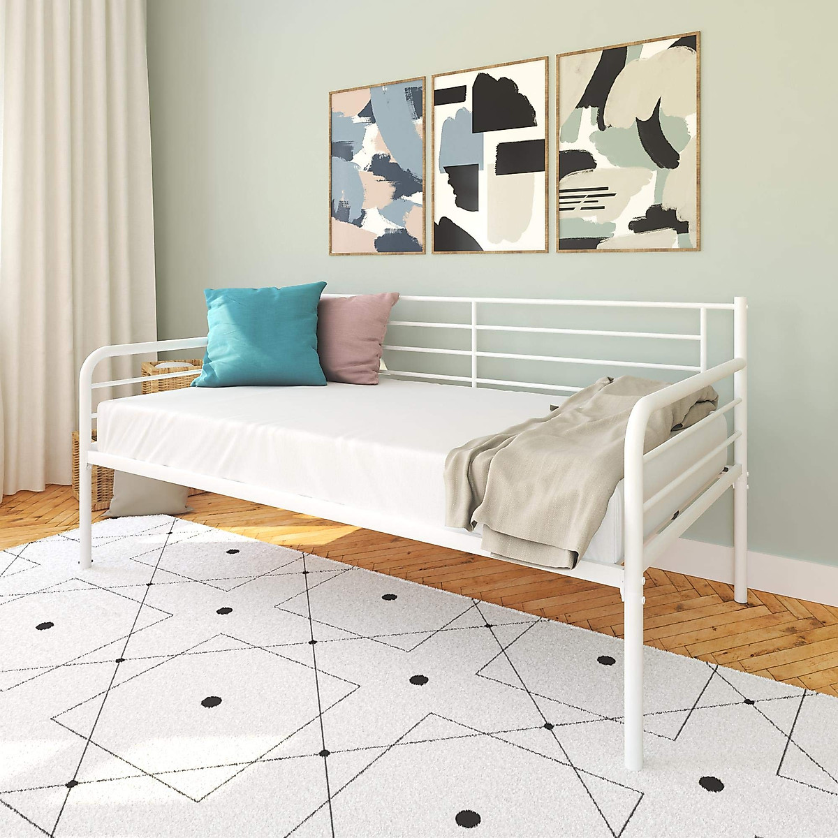 DHP Metal Daybed Frame, Twin Size Furniture, White