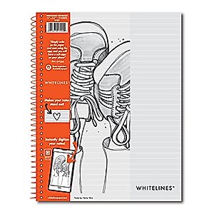 ROARING SPRING Whitelines Premium Line Ruled Spiral Notebook, Digitally Download Your Notes, FREE App, 11" x 8.5" 70 Sheets