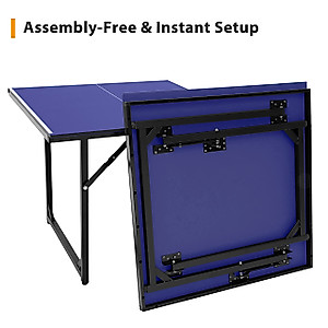 Ubon Foldable Large Size Ping Pong Table- 72" x 30" Portable Table Tennis Table for Indoor Outdoor Games Navy