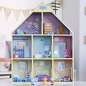 Peppa Pig Wooden Deluxe Playhouse, 8 Rooms, Includes 2 Fun Figures and 29 Accessories, Made of Responsibly Sourced Wood, for Ages 3 and Up (Amazon Exclusive)