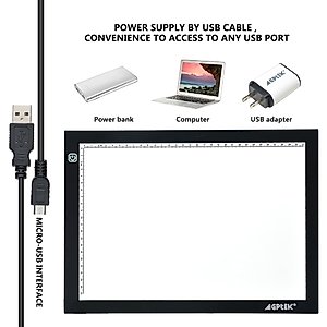 AGPtek New A4 LED Artcraft Tracing Light Pad Extra Large Active Area Ultra-Thin Stepless Brightness Control Tatoo Pad Animation, Sketching, Designing, X-ray Viewing W/USB Adapter (PSE Approval)