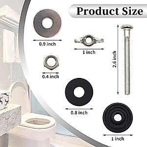 Universal Toilet Tank to Bowl Bolts Kit, Heavy Duty Toilet Bolts, Waterproof Stainless and Rubber Washers Gaskets with Extra Long Nut Screw for Fastening (Silver) (2, Short)