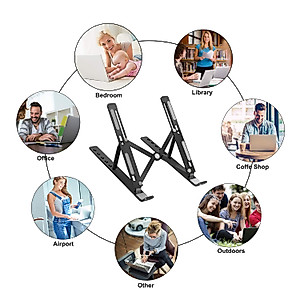 JARLINK Adjustable Laptop Stand, Foldable Aluminum Desktop Laptop Riser Compatible with MacBook Air Pro, HP, Lenovo, Dell, More Tablet (up to 15.6 inches), Black