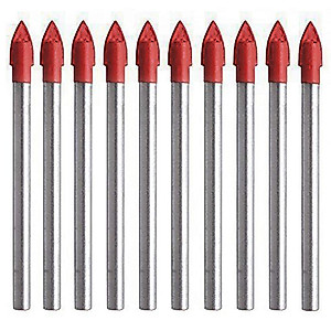 10 PCS Glass and Tile Drilling Tool with Tungsten Carbide 6 mm, Drill Bit Set for Glass Tile Ceramic Mirror Porcelain Marble