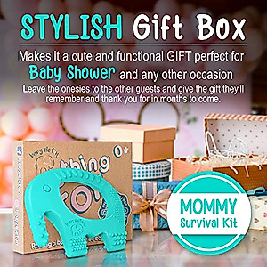 BABY ELEFUN Teething Toy Ring, Effective & Easy to Hold BPA Free Silicone Elephant Teethers with Gift Package, Teether Rings Toys Best for Babies 0-6, 6-12 Months, Infant Boys & Girls, Baby Shower