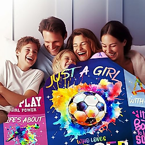 Soccer Girls Blanket,Soft Cozy Flannel Soccer Gifts for Girls,Soccer Blankets and Throws Bed Sofa Christmas Birthday Gifts for Soccer Lovers Soccer Team 50"x40"
