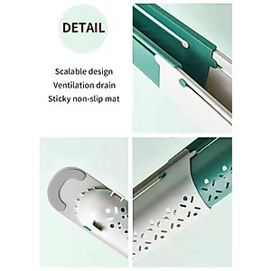 Telescopic Sink Sponges Storage Rack, 11.8 -17.7inch Adjustable Soap Sponge Organizer for Kitchen Sponge and Soap Expandable Storage Drain Basket with Dishcloth Hanger…