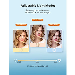 14” Selfie Ring Light with 78” Extendable Tripod and 2 Phone Holders, 5 Color Modes and 10 Brightness Levels, Remote Light Control, Bluetooth Shutter, Adjustable Led Ring Light for Makeup/Video/TikTok