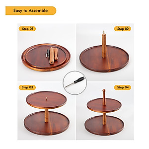 Large Wooden Cupcake Stand Holder Rustic 2 Tier Wooden Serving Stand Tiered Tray Stand Wooden Pastry Stand, Dessert Display Stands Farmhouse Tiered Tray Decor Brown Decorative Tray Mother's Day