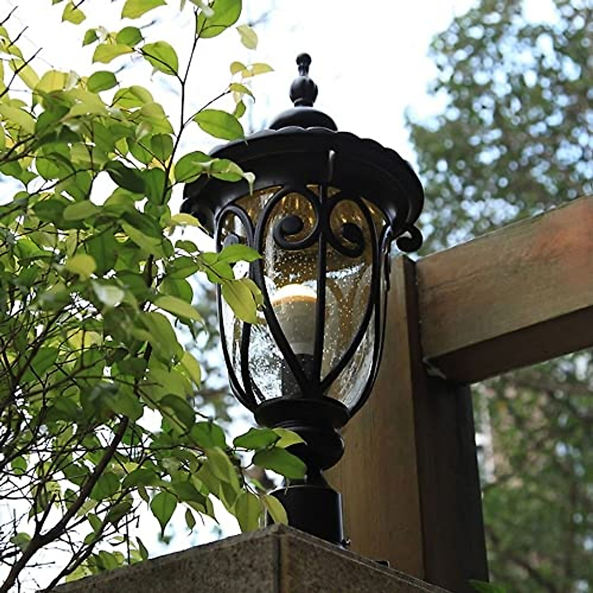 MODEBHD European Column Lamps E27 Pillar Lamp Outdoor Glass Floor Lamp Bottom Light Die-cast Aluminum Column Light IP55 Waterproof Pillar Post Light Garden Decoration Park Fence Garden Villa Lighting