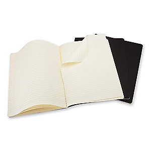 Moleskine Cahier Journal, Soft Cover, XL (7.5" x 9.5") Ruled/Lined, Black, 120 Pages (Set of 3)