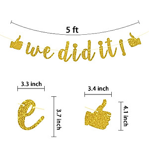 Dill-Dall Glitter We Did It Banner, 2022 Graduation Banner, Congrats Grad Party Supplies, High School Graduation / College Graduation Party Decorations ( Gold )