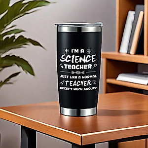 Xildew Funny Science Teacher Theme Teacher Appreciation Week Gift for Educator Instructor Christmas Birthday Present for Friend Coworker Her Him Stainless Steel Tumbler 20 oz Black